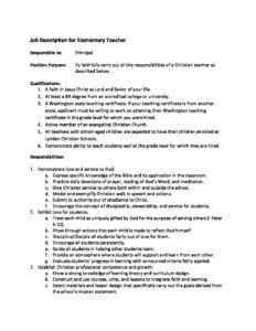 Elementary Teacher job description – Lynden Christian School