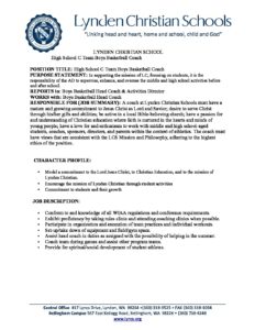 High School C team boys Basketball Coach Job Description – Lynden ...